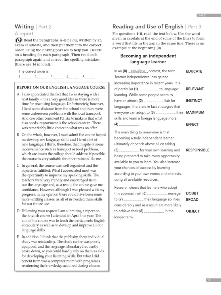 Reading and Use of English C1 | PDF | English Language | Learning