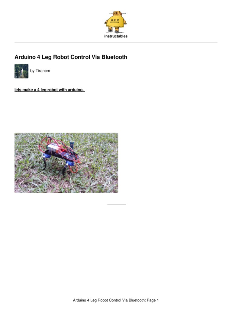Arduino 4 Leg Robot Control Via Bluetooth: by Tirancm | PDF