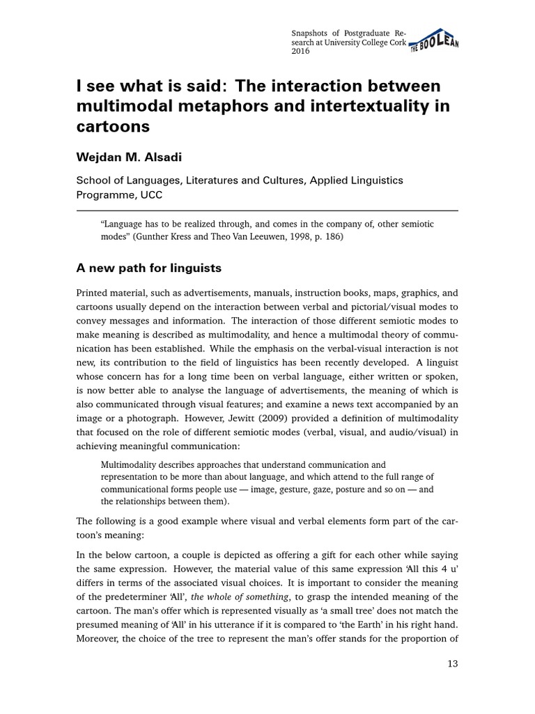 Multimodal Metaphor and Intertextuality | PDF | Cartoon | Metaphor