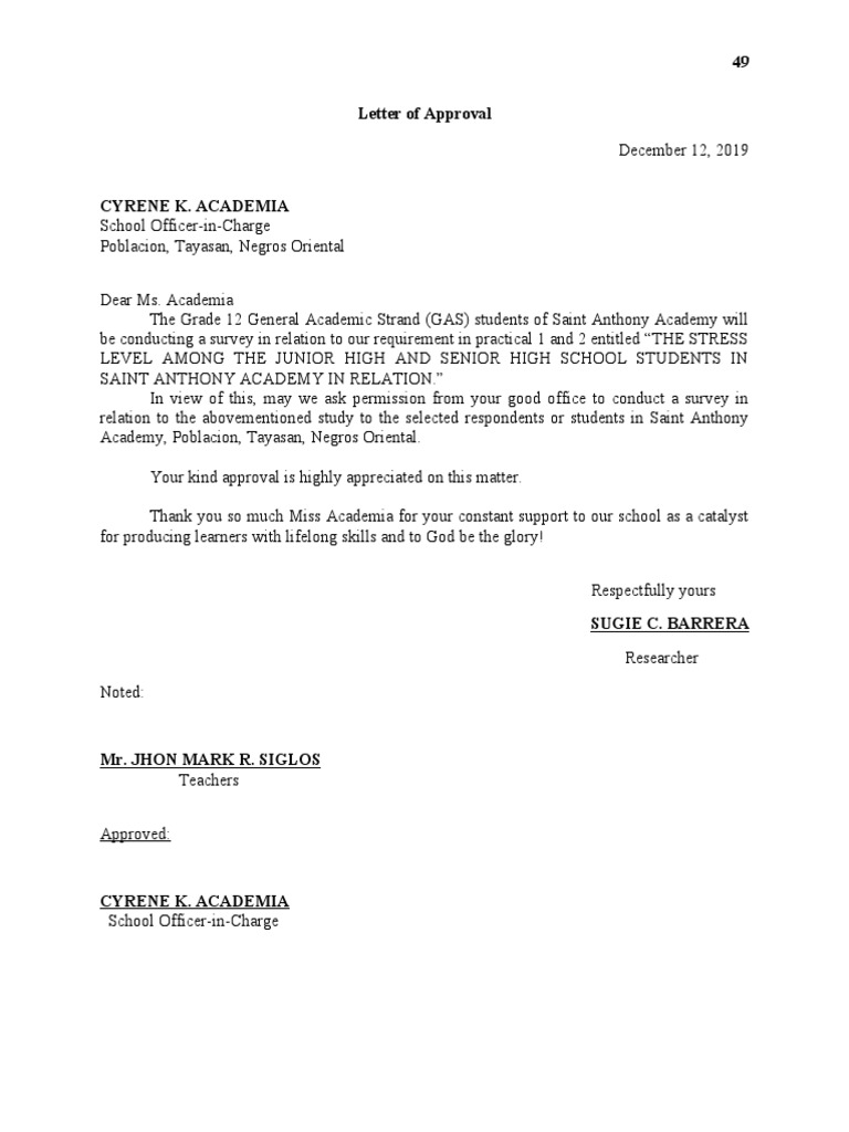 Letter of Approval | PDF