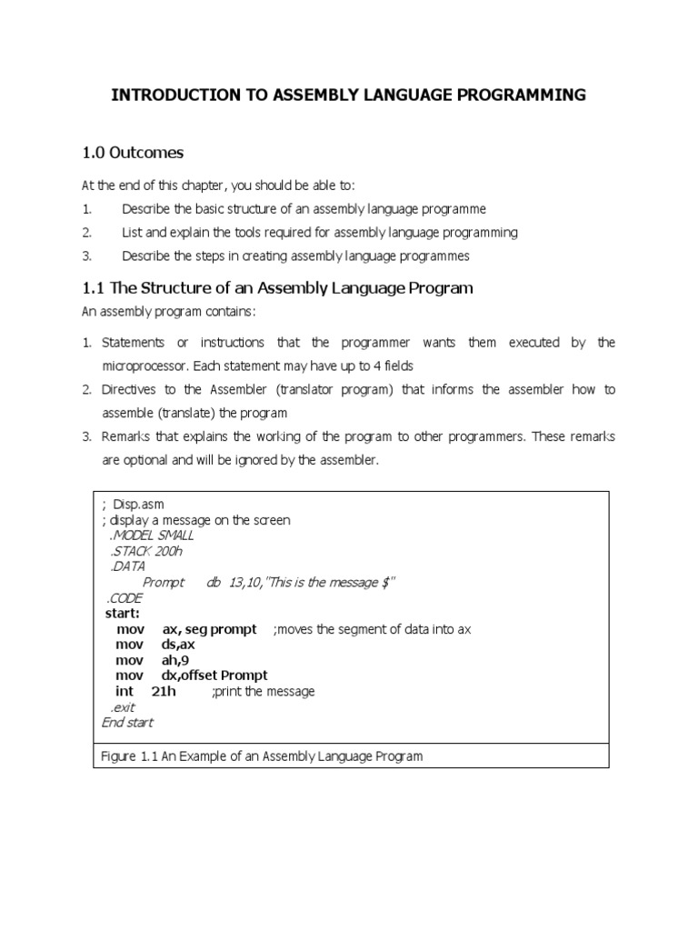 Chapter 1 Introduction Pdf Assembly Language Computer Program