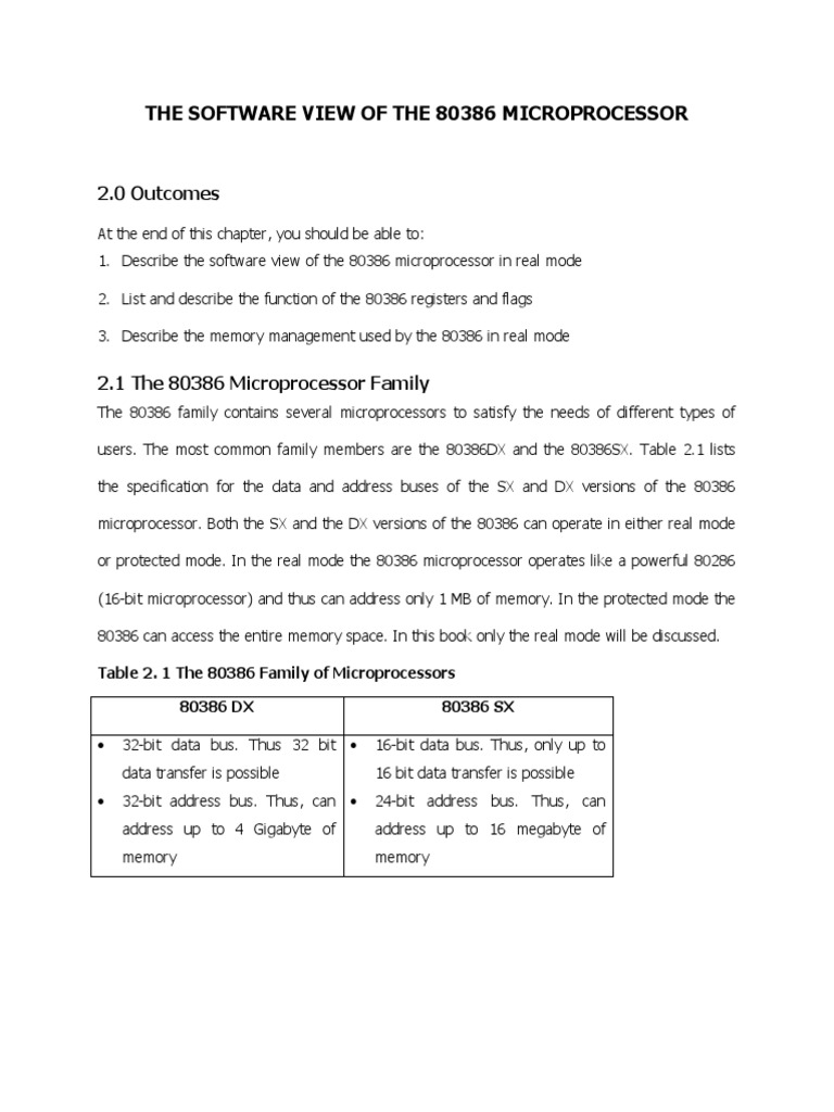 Chapter 2 - The Software View of The 80386 Microprocessor | PDF ...