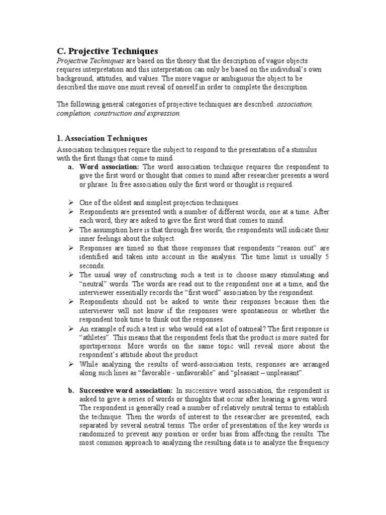 Projective Techniques | PDF | Attitude (Psychology) | Brand