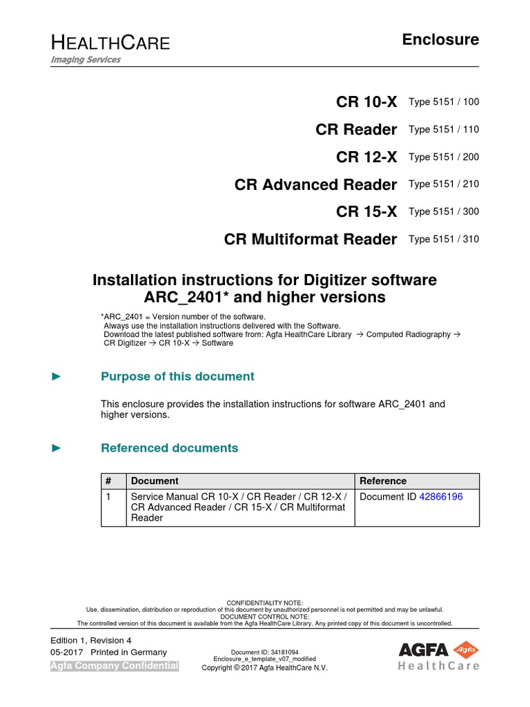 Enclosure CR 10-X CR 12-X CR 15-X Digitizer Software ARC 2401 and ...
