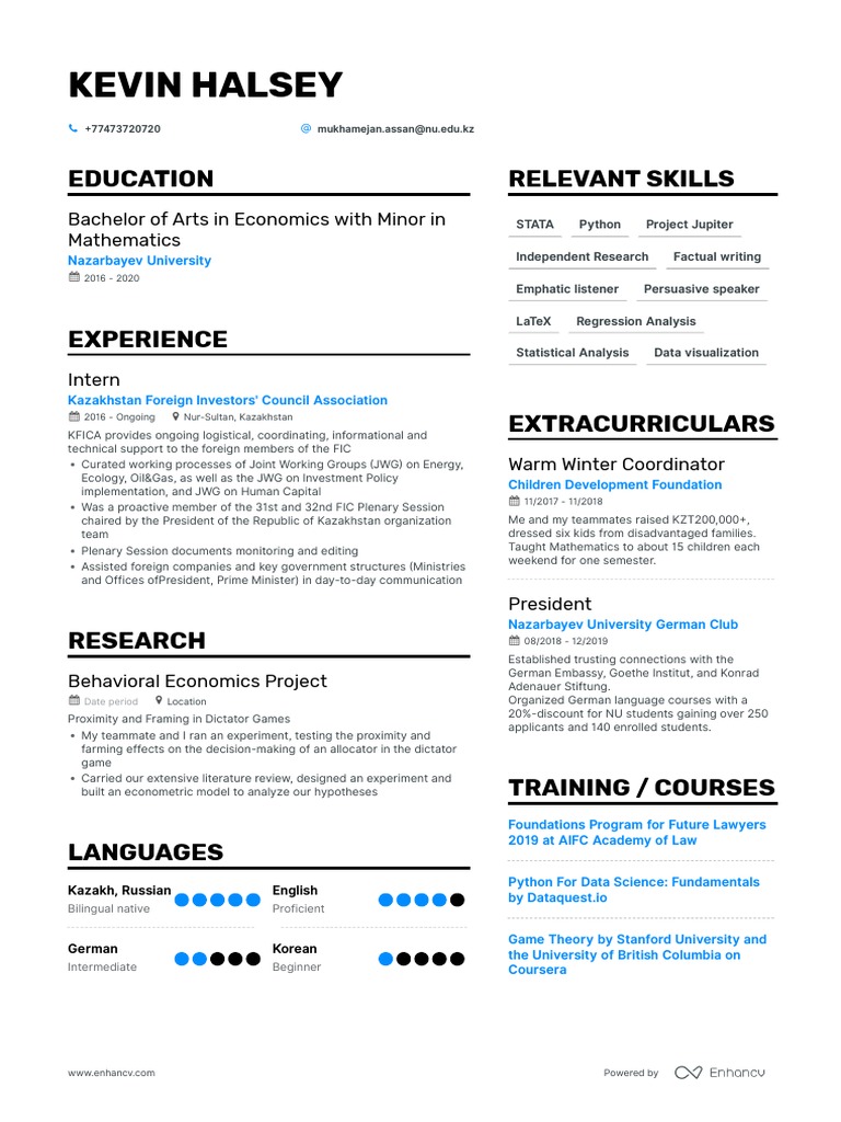 Kevin Halsey: Education Relevant Skills | PDF | Kazakhstan | Economics