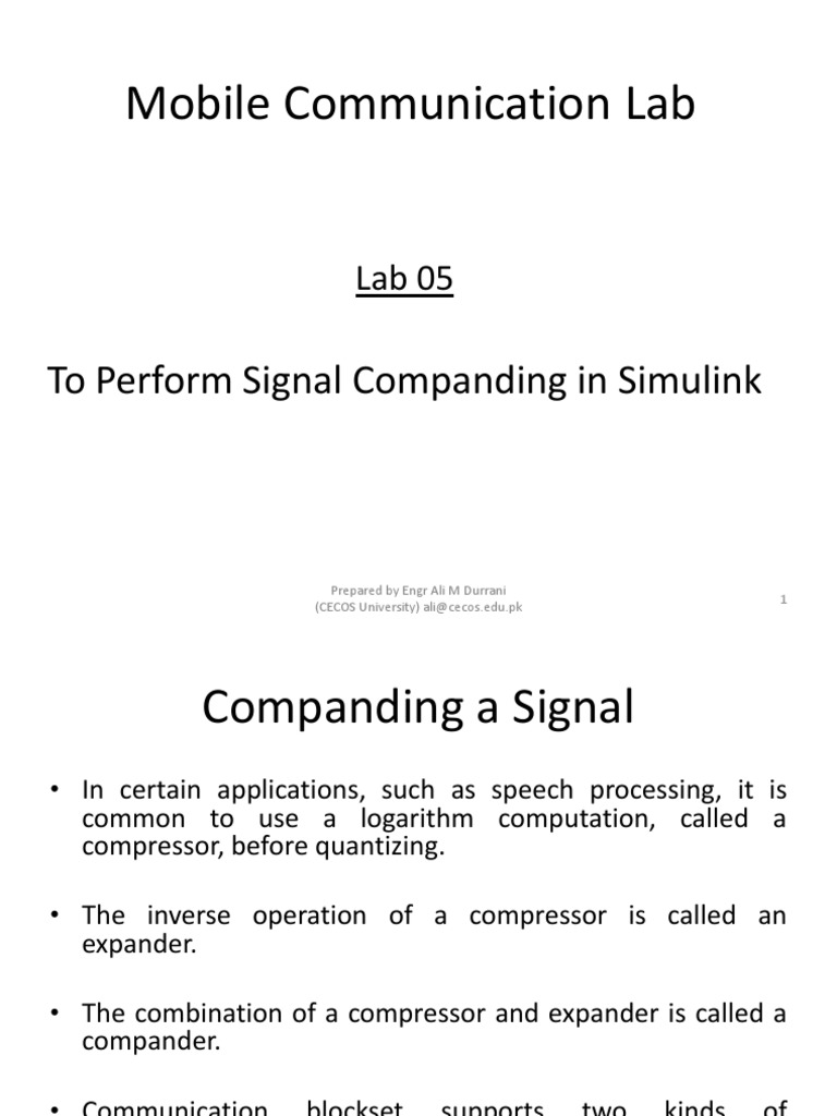 Lab 05 To Perform Signal Companding in Simulink | PDF | Data Compression | Algorithms