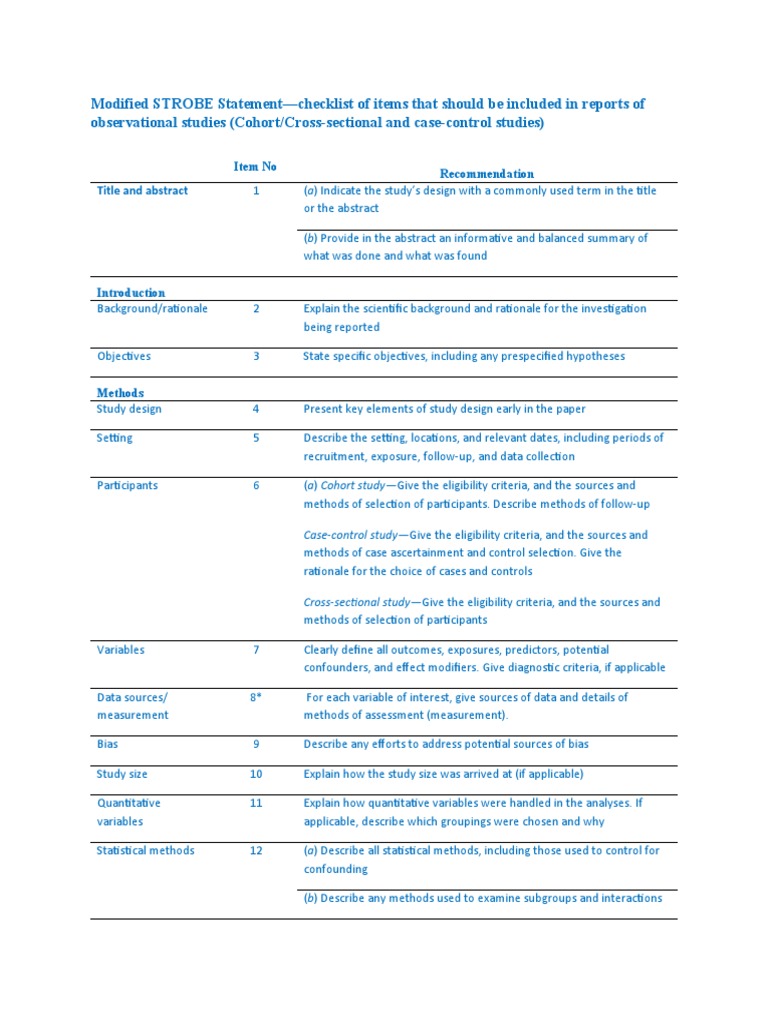 Modified-STROBE-Statement-FINAL-2-14-18 | PDF | Cohort Study | Mathematical And Quantitative ...