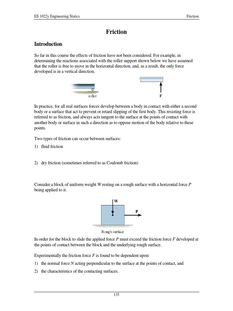 Friction: ES 1022y Engineering Statics Friction | PDF | Friction | Force