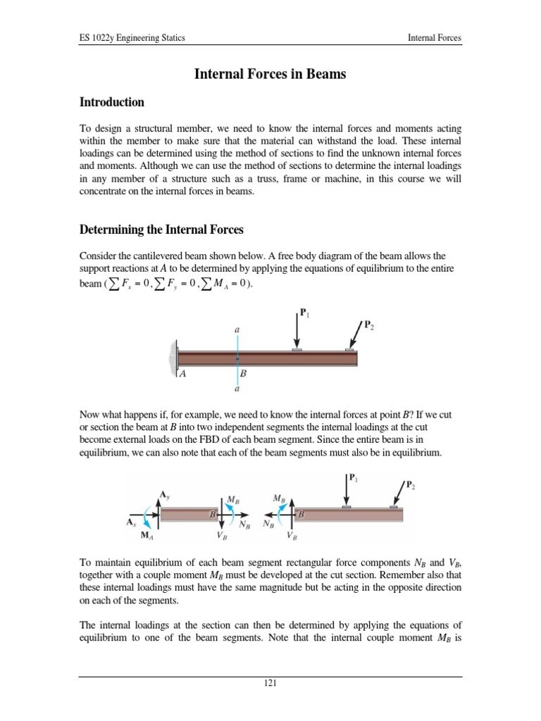 Internal Forces in Beams | PDF | Bending | Beam (Structure)