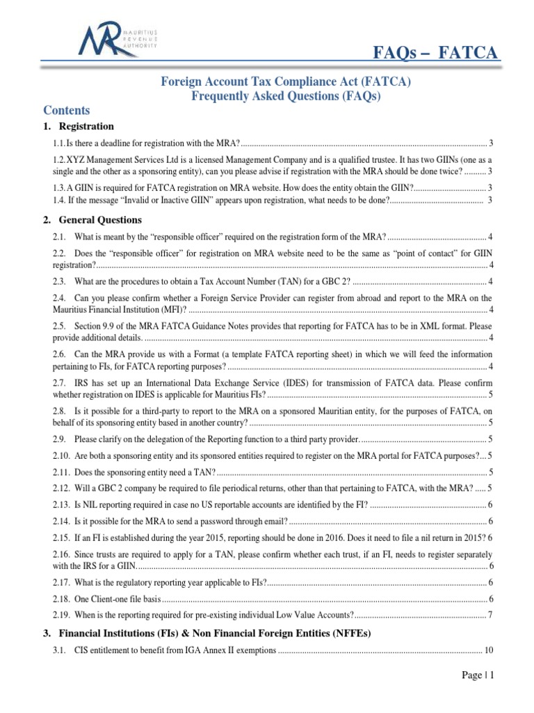 Faqs - Fatca: Foreign Account Tax Compliance Act (Fatca) Frequently ...