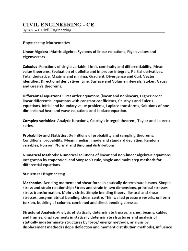 Gate Syllabus | PDF | Sewage Treatment | Stress (Mechanics)