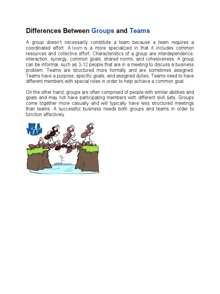 Differences Between And: Groups Teams | PDF
