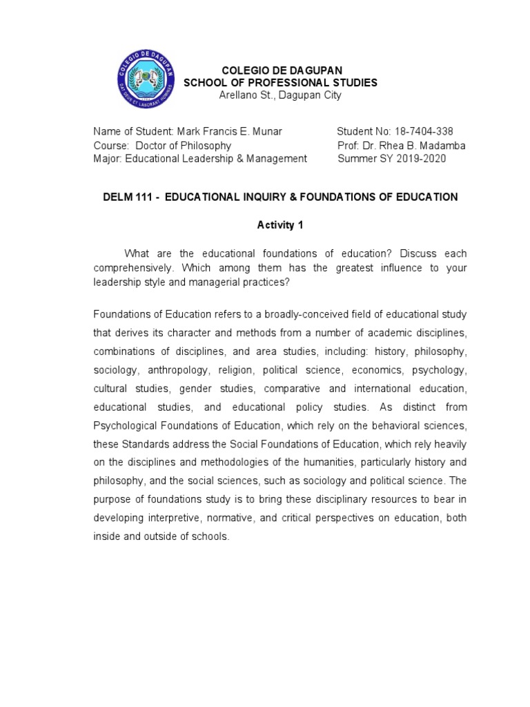 Munar, Mark Francis E. Summer Online Outputs | PDF | Curriculum | Educational Assessment