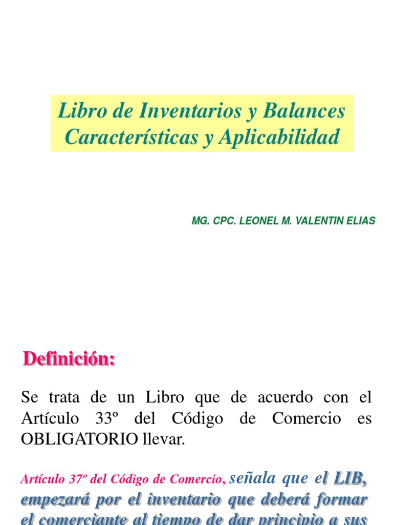 Análisis del Libro de Inventarios y Balances: Características, Formatos ...