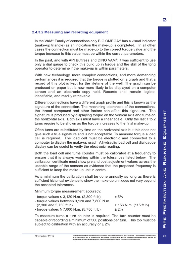 VAM® Book Casing Torque Turn Specs | PDF | Display Resolution | Calibration