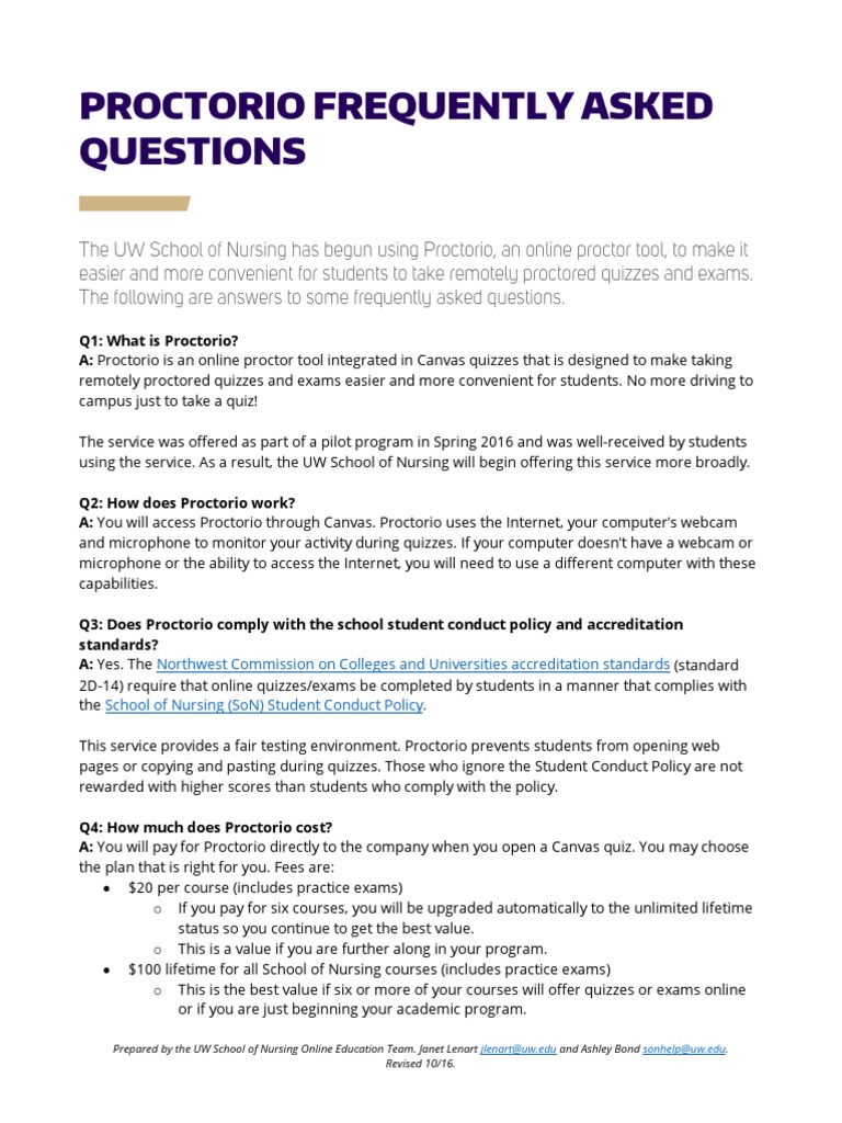 Proctorio Info FAQs PDF | PDF | Test (Assessment) | World Wide Web