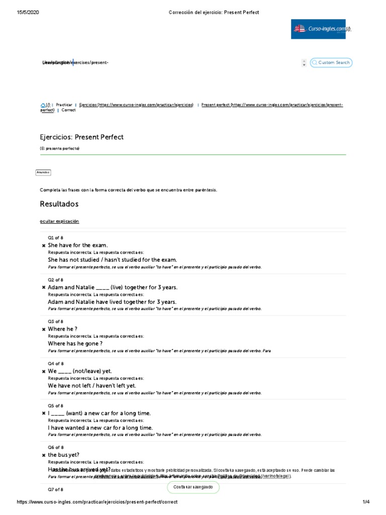 Corrección Del Ejercicio - Present Perfect | PDF | Cookie HTTP ...