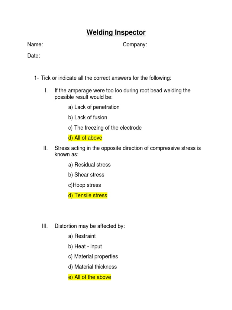 Welding Inspector Exam | PDF | Welding | Construction