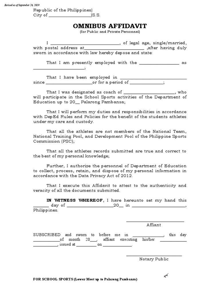 2020 Omnibus Affidavit | PDF | Affidavit | Civil Law (Common Law)
