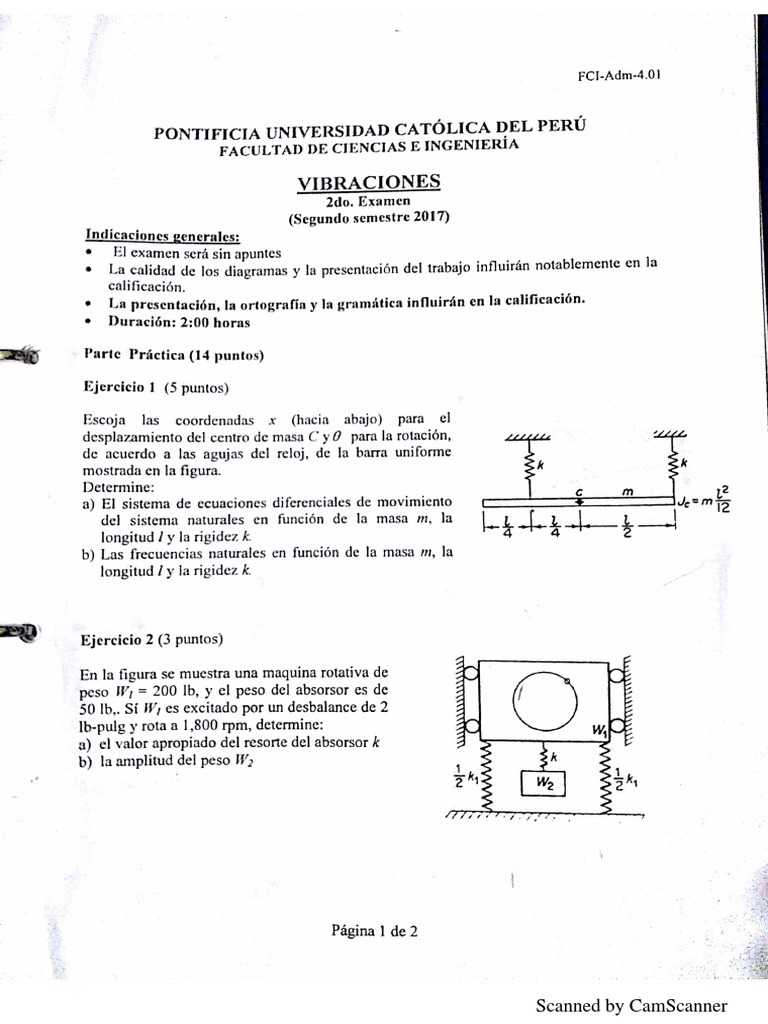 Vibraciones EX2 2017-2 | PDF