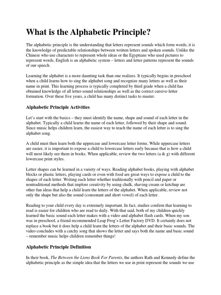 What Is The Alphabetic Principle? | PDF | Alphabet | Letter Case