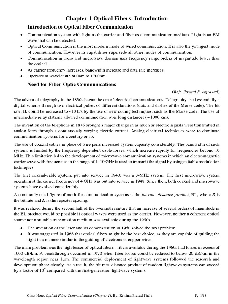 CH 1 Optical Fiber Introduction - 2 | PDF | Optical Fiber ...