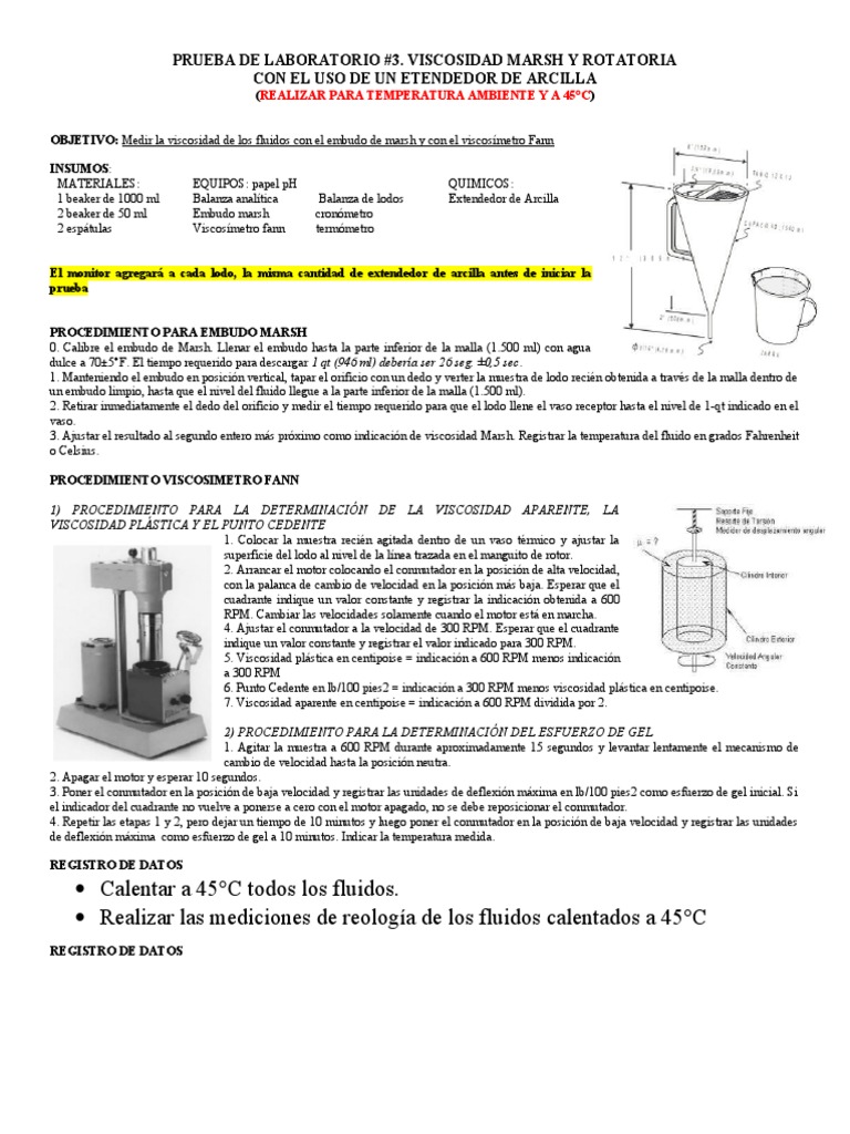 Viscosidad Embudo Marsh y Fann Con Extendedor | PDF | Mecánica de ...