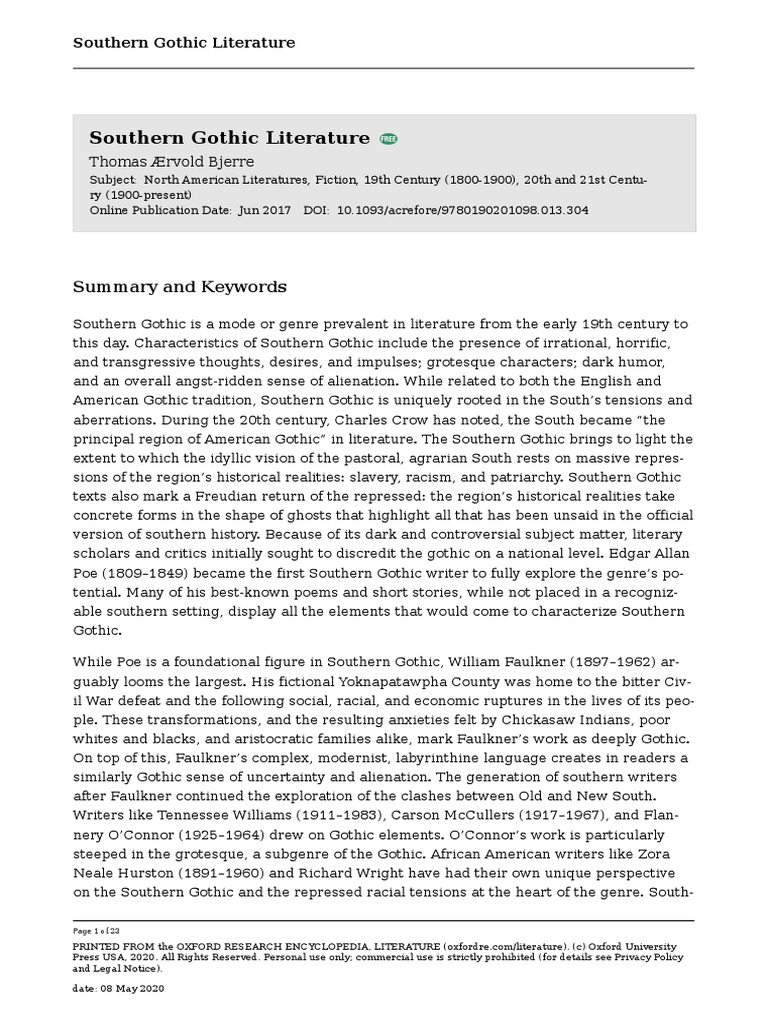 Southern Gothic PDF | PDF | Gothic Fiction