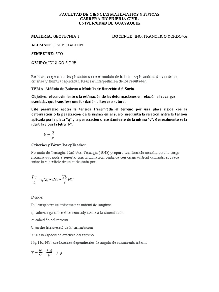 Modulo de Balasto | PDF | Fundación (Ingeniería) | Mecánica de sólidos