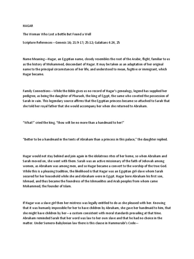 HAGAR Bible Study | PDF | Hagar | Sarah