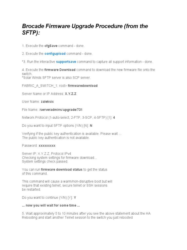Brocade Firmware Upgrade Procedure | PDF