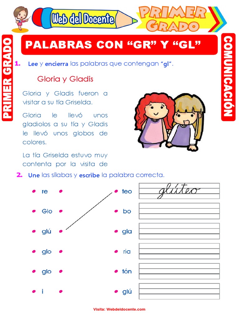 Palabras Con GR y GL para Primero de Primaria | PDF