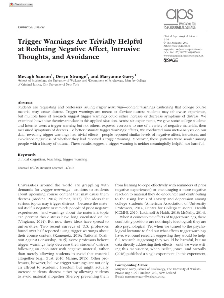 Trigger Warnings Are Trivially Helpful at Reducing Negative Affect ...