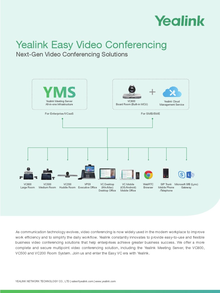Yealink VCS One Stop Solution | PDF | Videotelephony | Session ...