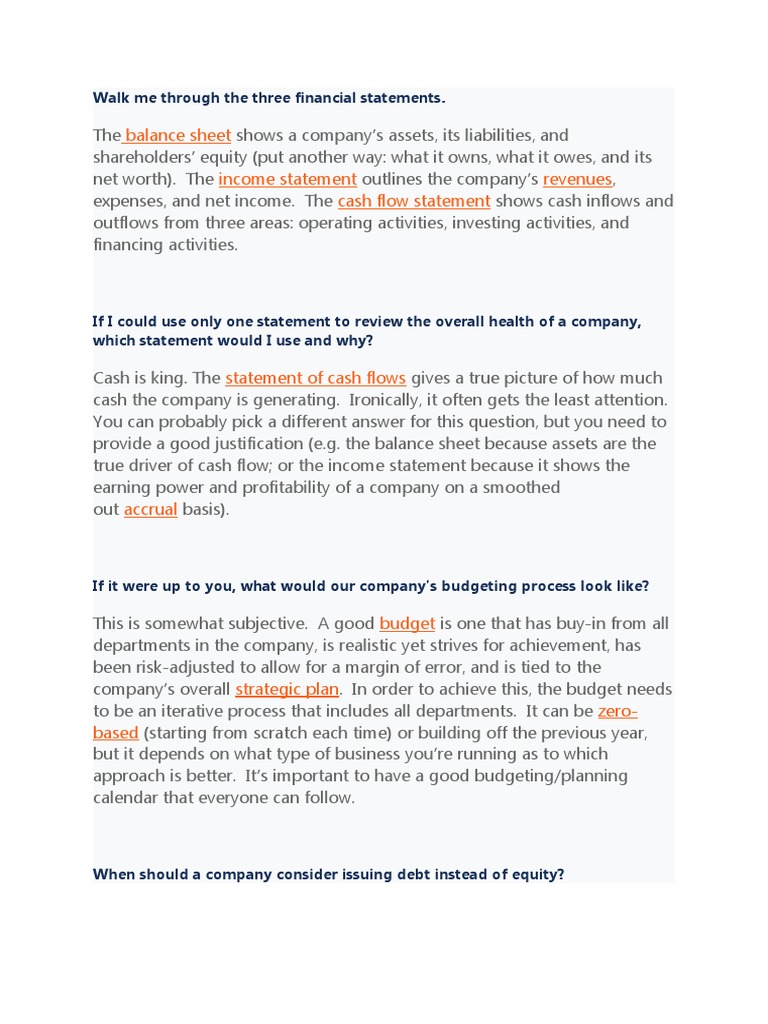 CFI Interview Questions | PDF | Working Capital | Balance Sheet