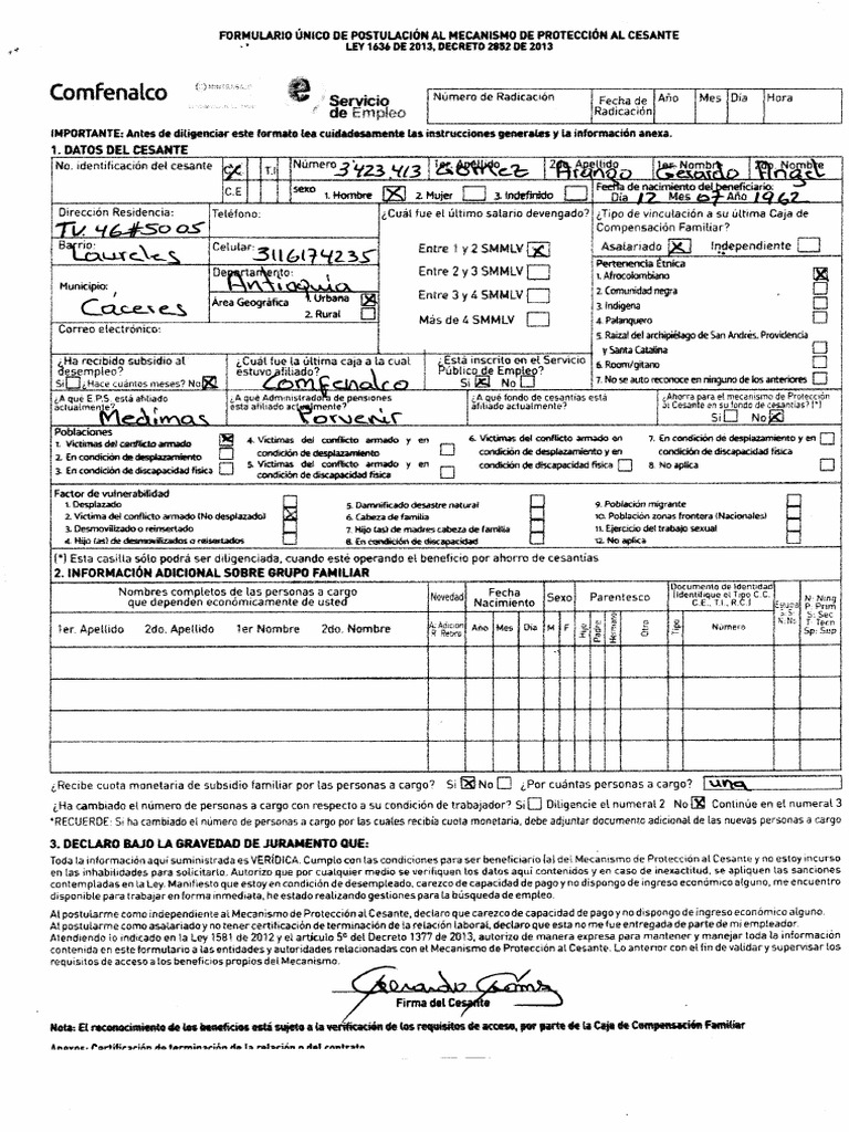 Formato Comfenalco PDF | PDF