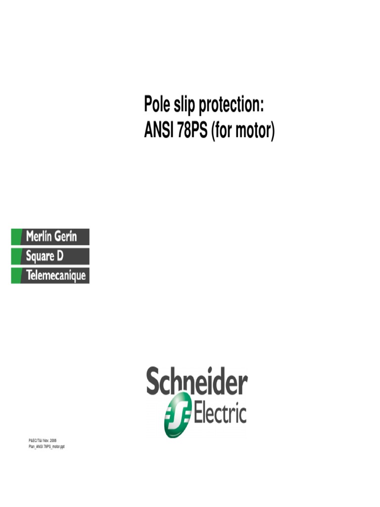 Pole Slip Protection: ANSI 78PS (For Motor) | PDF | Electronic ...