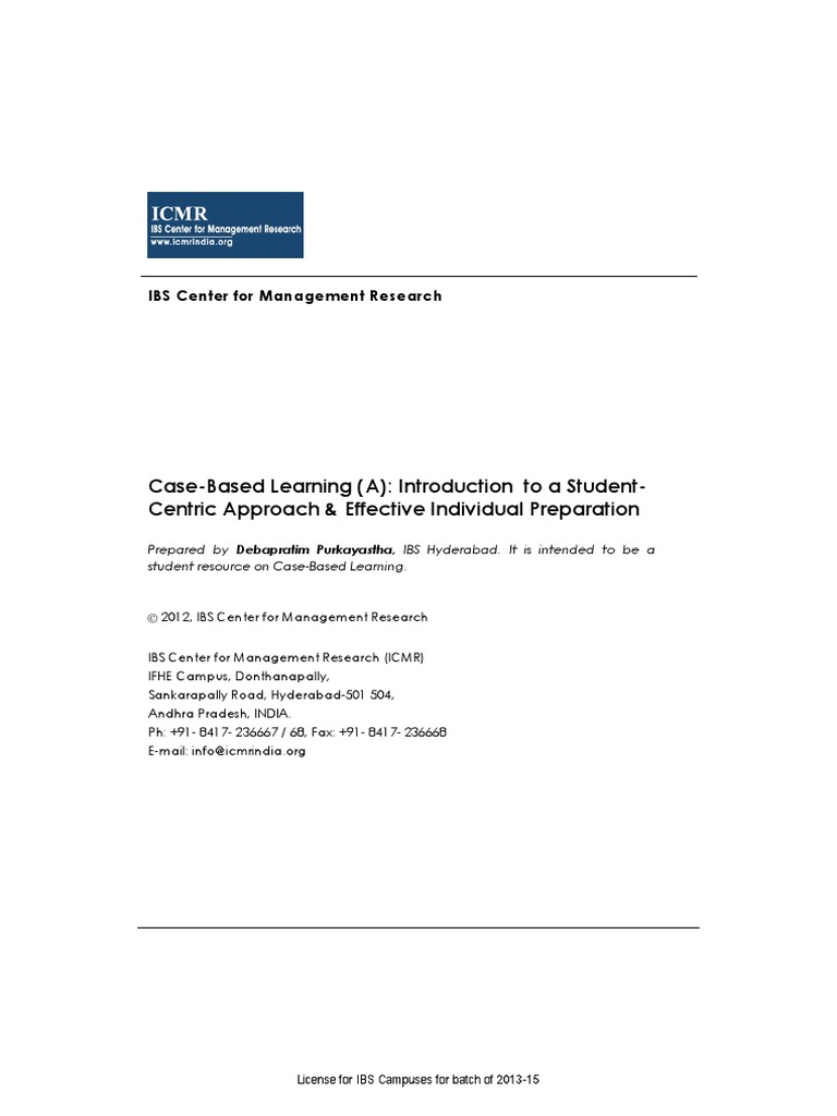Case-Based Learning Guide (A) | PDF | Analysis | Decision Making