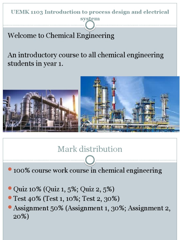 Welcome To Chemical Engineering An Introductory Course To All Chemical ...