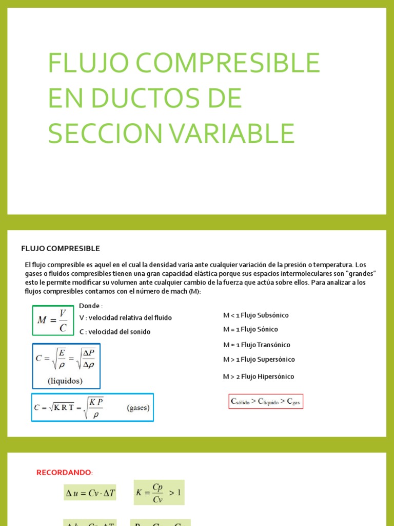 Flujo Compresible | Descargar gratis PDF | Boquilla | Flujo compresible