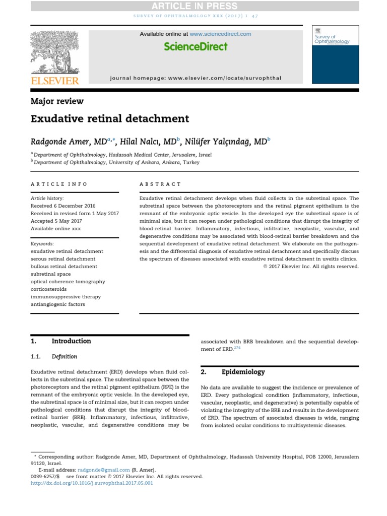 Exudative Retinal Detachment PDF | PDF | Retina | Cell Membrane