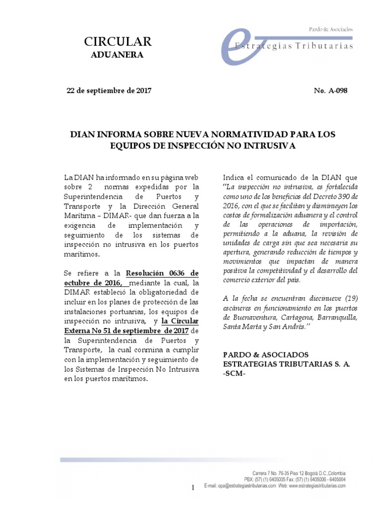 Circular - Dian Normatividad para Los Equipos de Inspeccion No Intrusiva | PDF