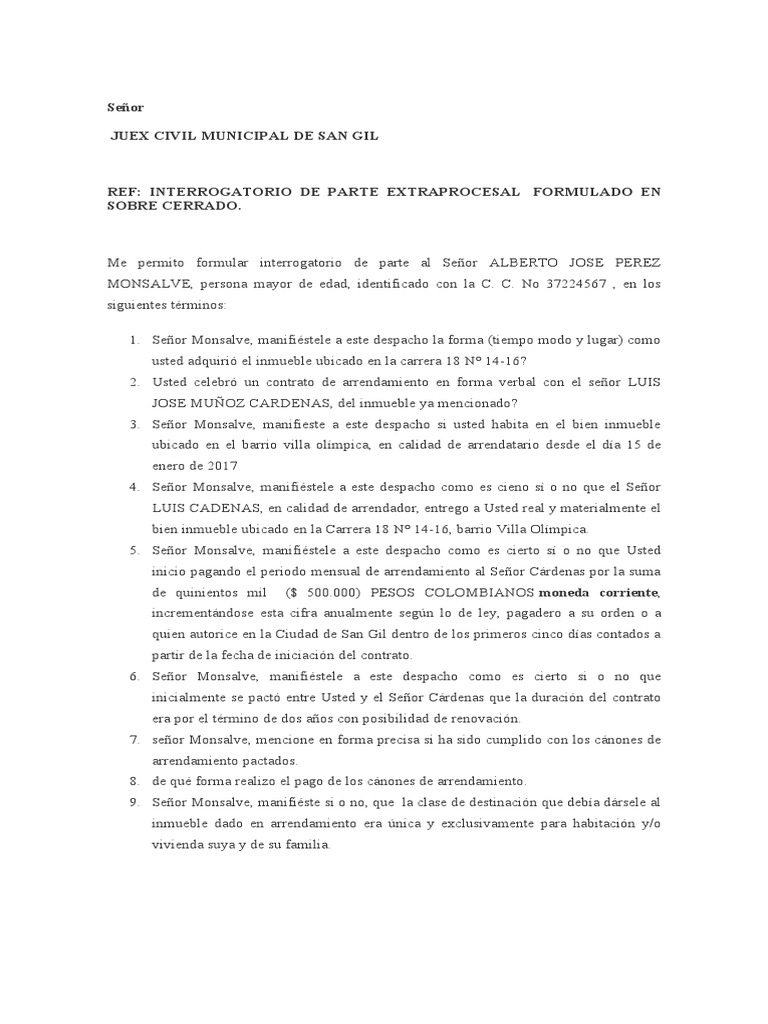 Interrogatorio de Parte | PDF | Agitación