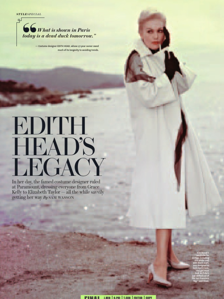 Edith Head'S Legacy: Final | PDF | Alfred Hitchcock | Clothing