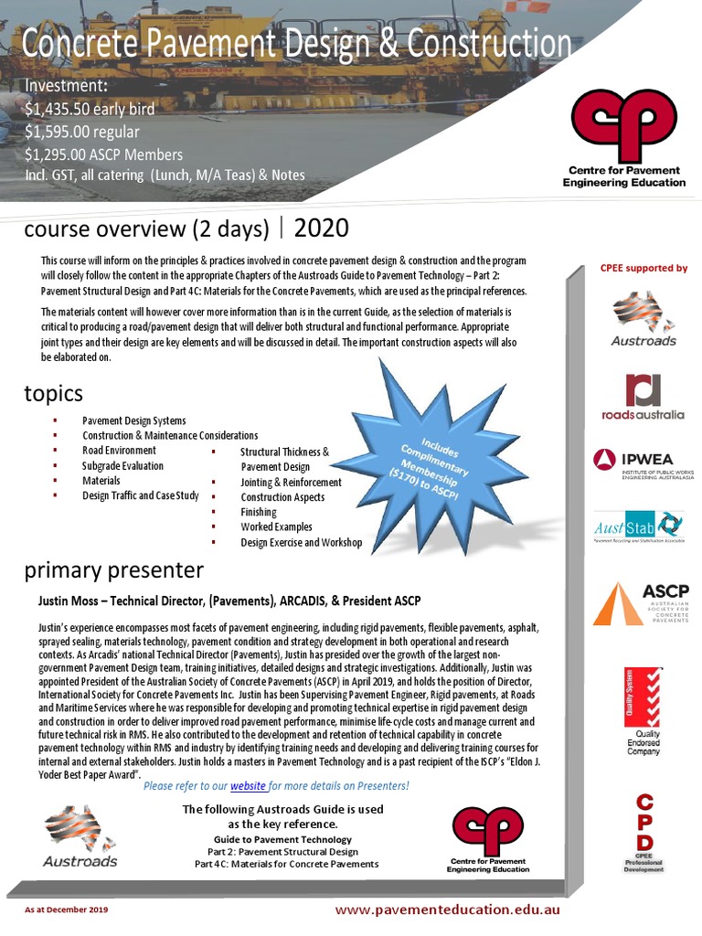 Concrete Pavement Design & Construction: Course Overview (2 Days) | PDF ...