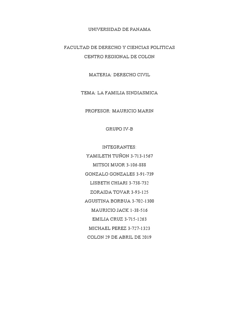 Familia Sindiásmica: Historia y Características | PDF | Familia | Sociedad