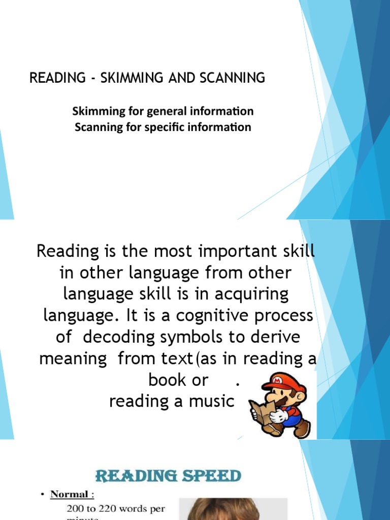 Skimming and Scanning and WH Questions | PDF | Speed Reading | Applied ...
