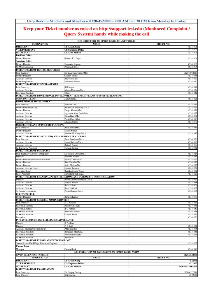 ICSI Directory: Contact Information for Key Officials and Departments ...