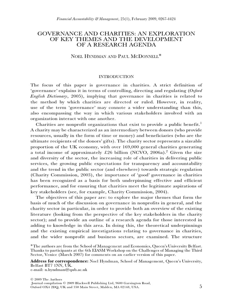 ++governance and Charities An Exploration | Download Free PDF | Charitable Organization | Governance
