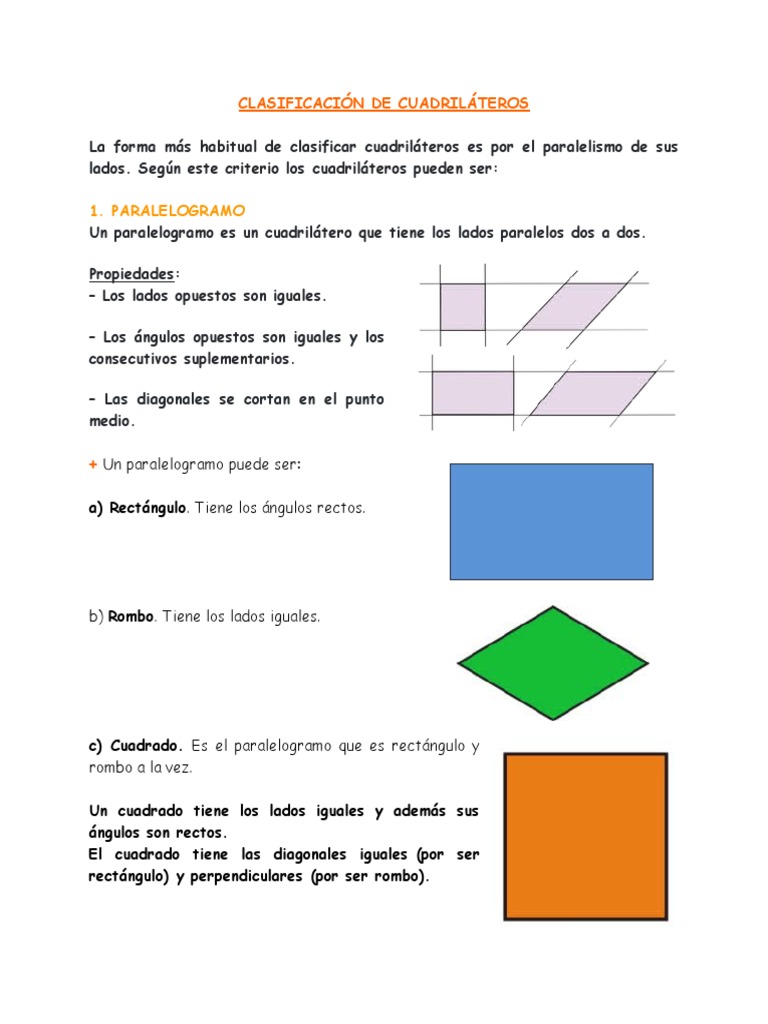 CLASIFICACION Paralelogramos | PDF